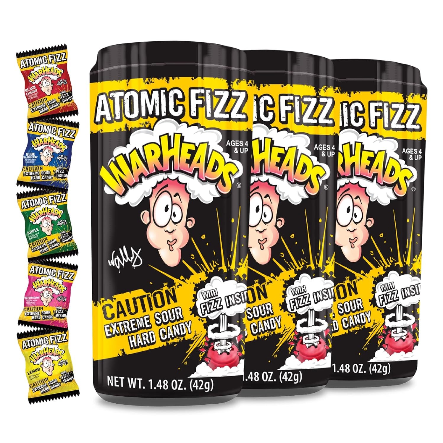 Warheads Atomic Fizz Extreme Sour Candy 3 Pack Canisters — Learning ...