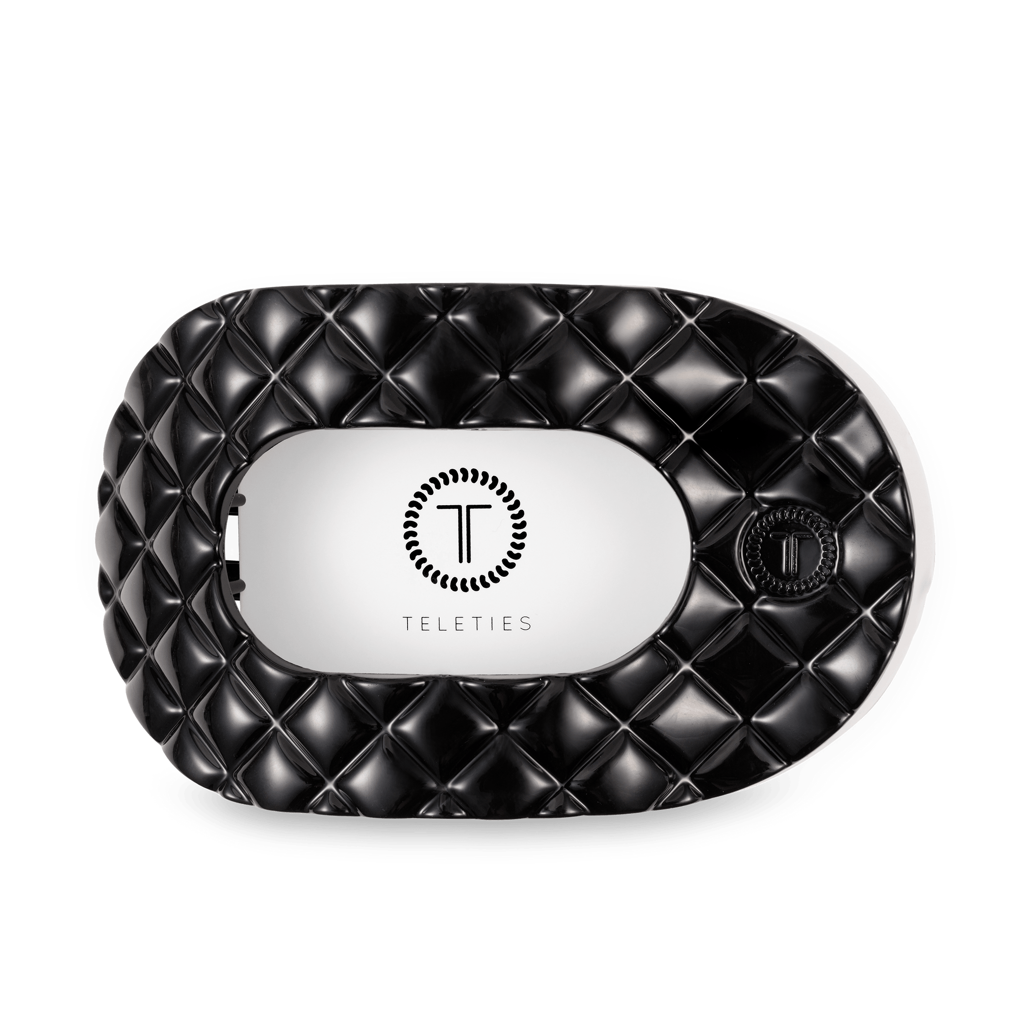 TELETIES Jet Black Quilted Large Flat Round Hair Clip — Learning ...